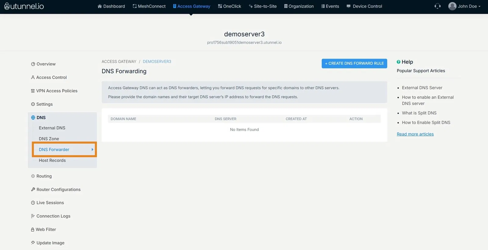 How to Setup DNS Forwarder in UTunnel Access Gateway