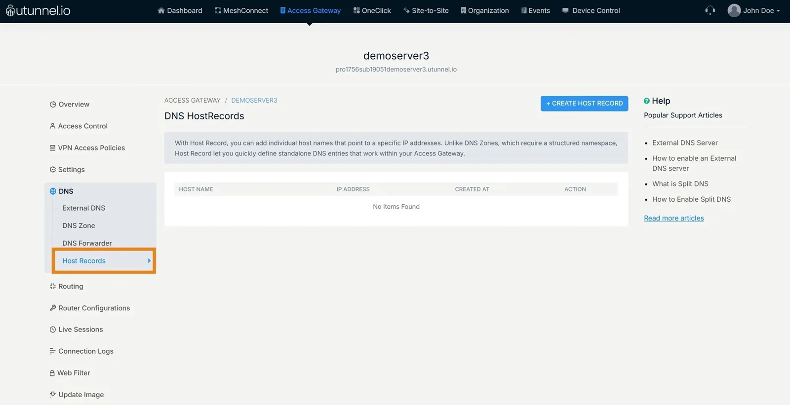 How to Add DNS Host Records in UTunnel Access Gateway